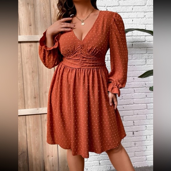 Dresses | Plus Size Rust Brown Swiss Dot Dress | Poshmark